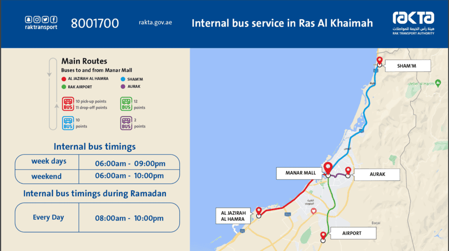 Ras Al Khaimah Transport Authority RAKTA Internal Bus Service WOW RAK Ras Al Khaimah Transport Authority RAKTA Internal Bus Service WOW RAK
